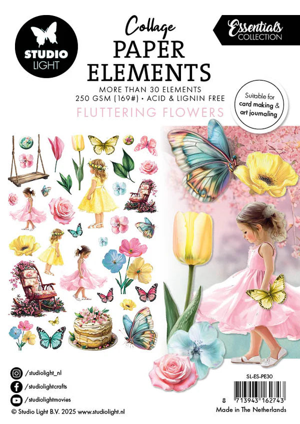 Studio Light Paper Elements Fluttering Flowers Essentials 35 Pieces – Imaginic Scrapbook