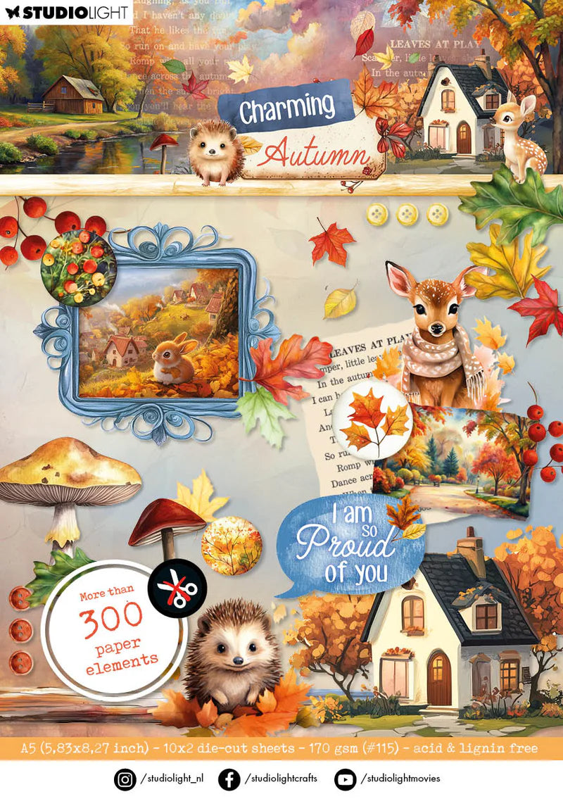 Studio Light Die-Cut Paper Pad Paper Elements Charming Autumn 20 Sheet – Imaginic Scrapbook