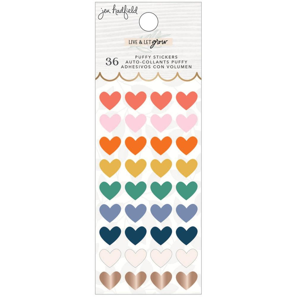 Jen Hadfield Live & Let Grow Mini Puffy Stickers 36/Pkg Hearts with Go ...