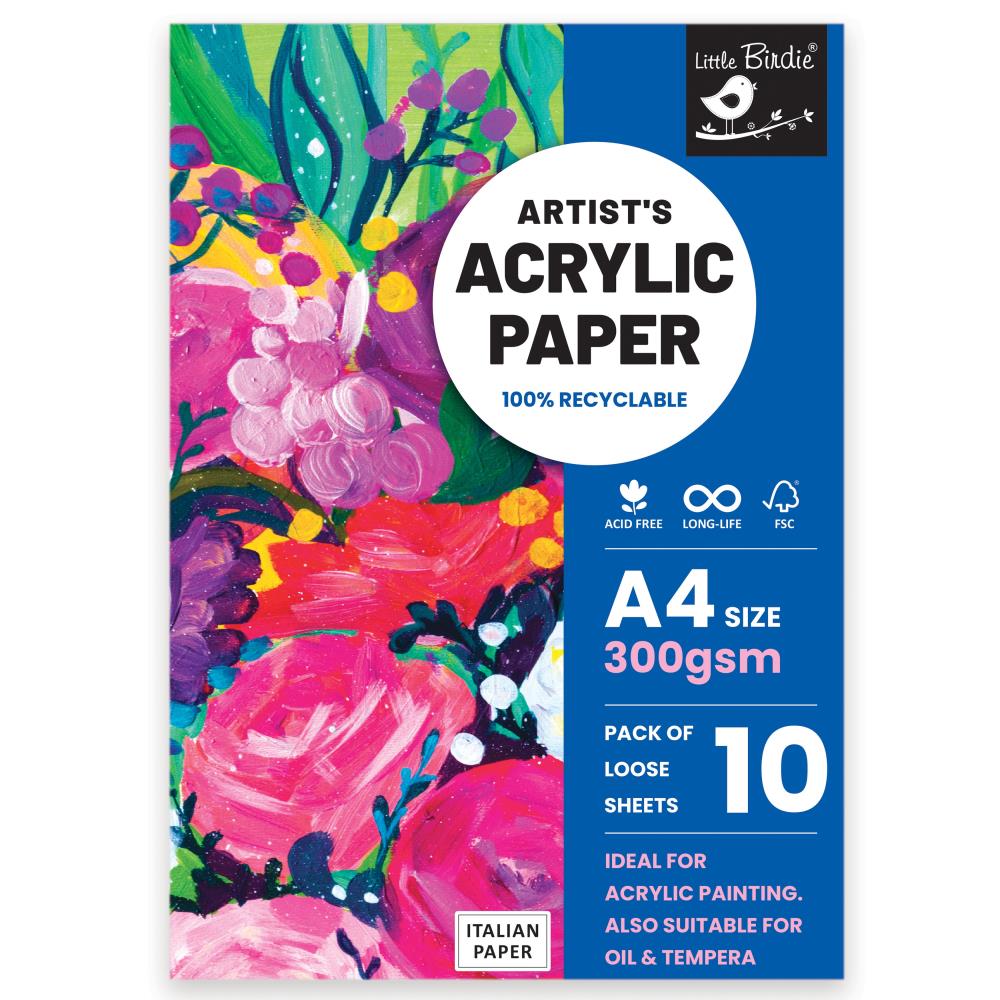 Little Birdie Artist's Acrylic A4 Paper 300gsm 10 sheets – Imaginic ...