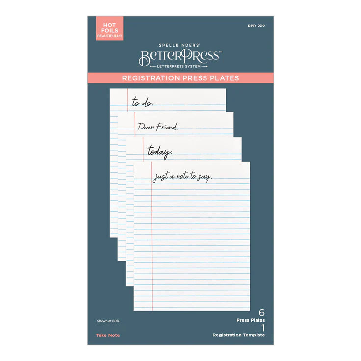 Spellbinders TAKE NOTE REGISTRATION PRESS PLATES FROM THE TAKE NOTE CO ...